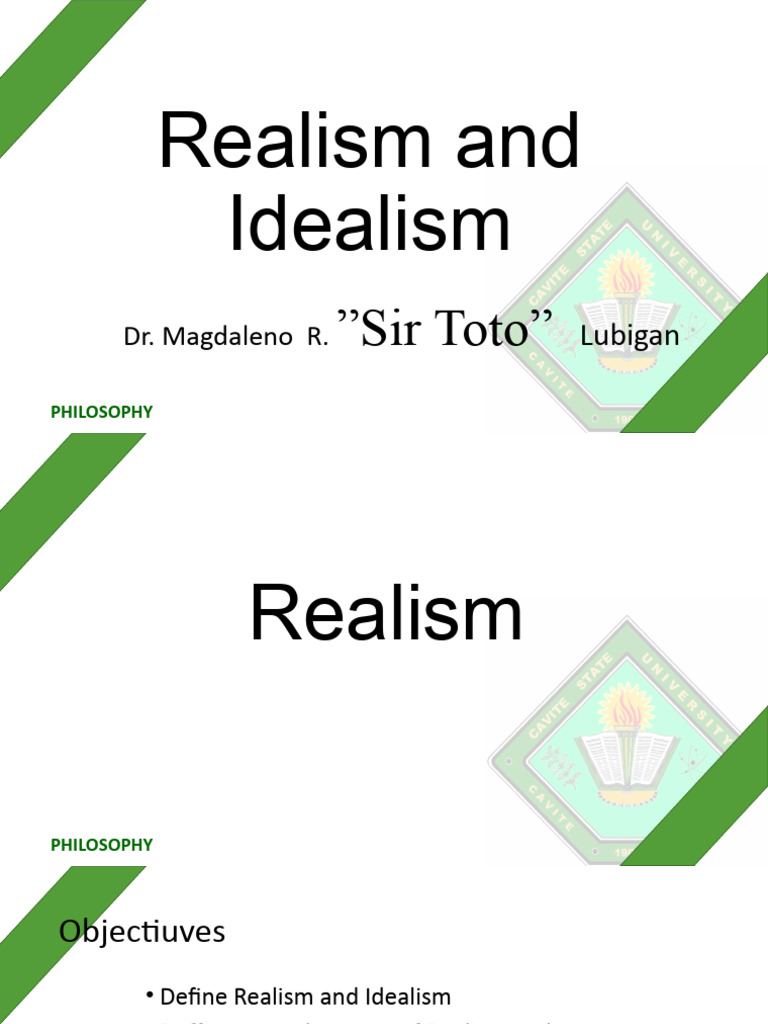 Realism and Idealism | PDF | Idealism | Philosophical Realism