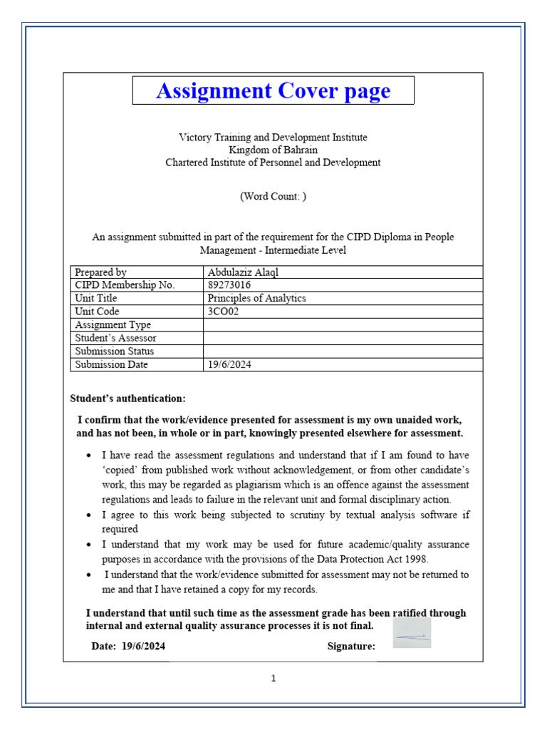 Principles of Analytics 3CO02 Abdulaziz Alaql 44211 | PDF | Evidence ...