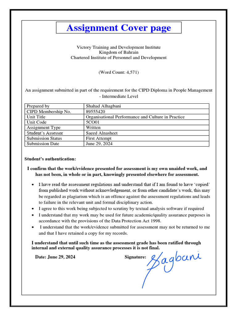 CIPD - Assignment 1 With Cover Page | PDF | Employee Retention | Mentorship