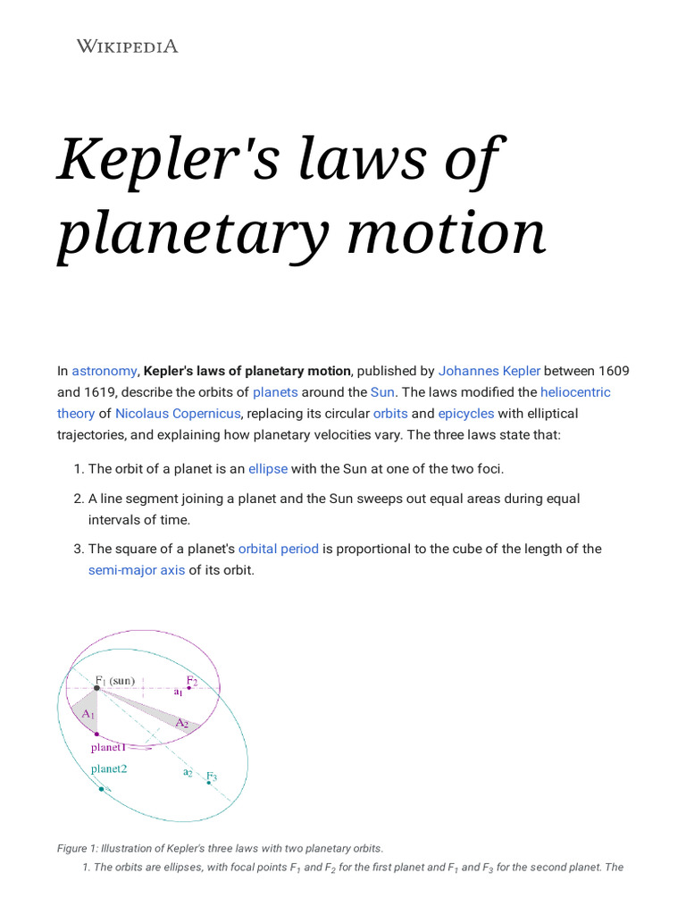 Kepler's Laws of Planetary Motion | PDF | Orbit | Classical Mechanics