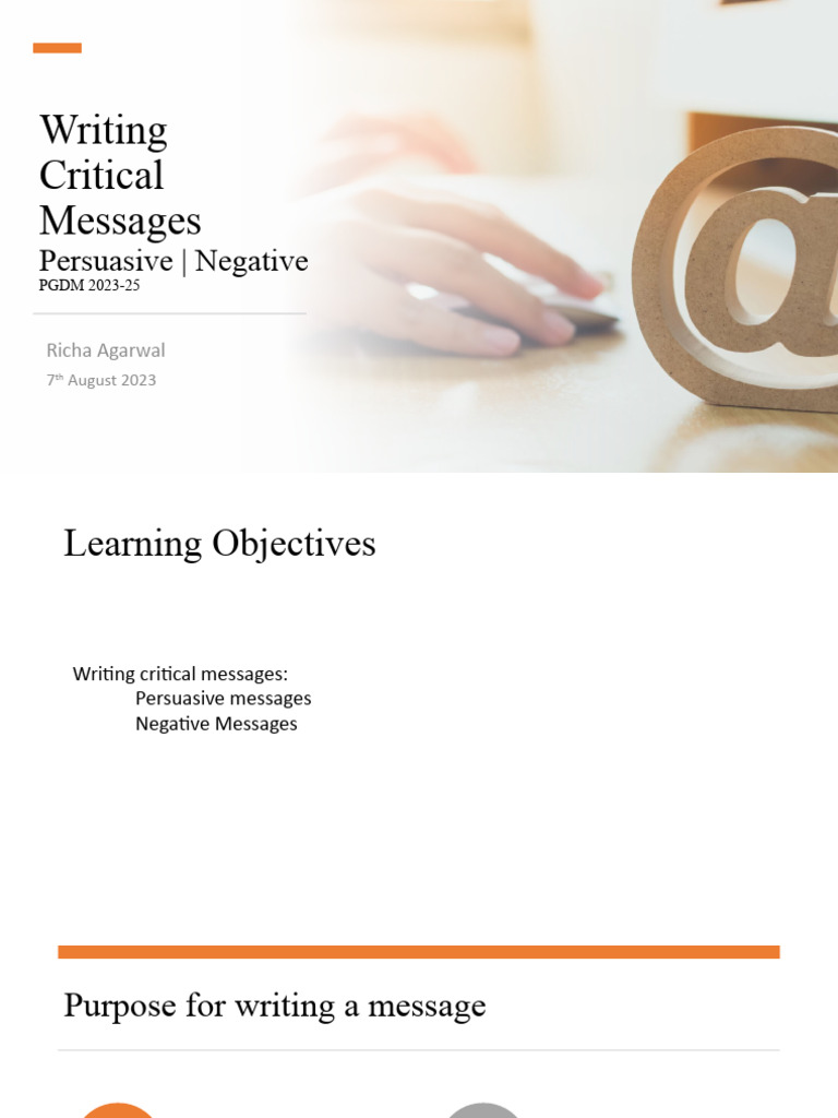 Communication Session 5 - Critical Message Writing | PDF | Child Care ...