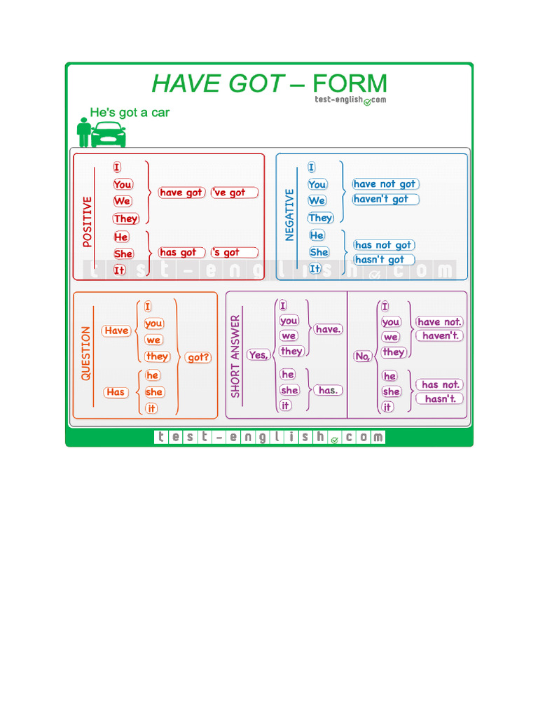Have Got and to Have - Form + Differences | PDF