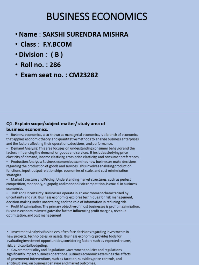 Business Economics | PDF | Economics | Business Economics