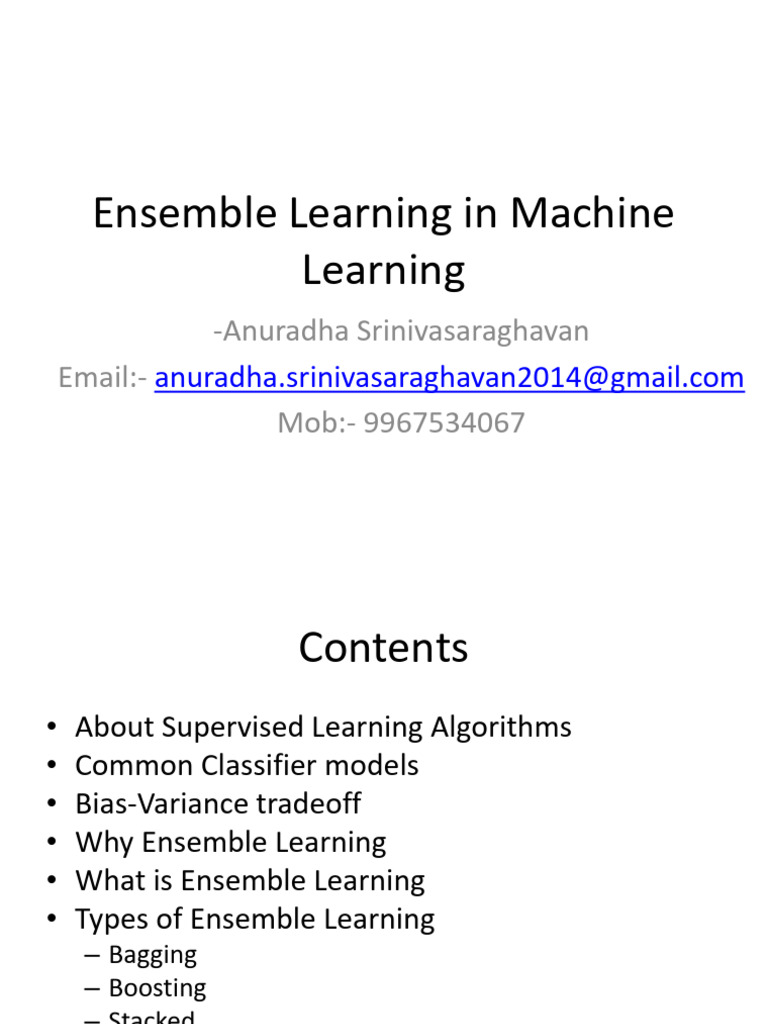 Ensemble Learning in Machine Learning | PDF | Machine Learning ...