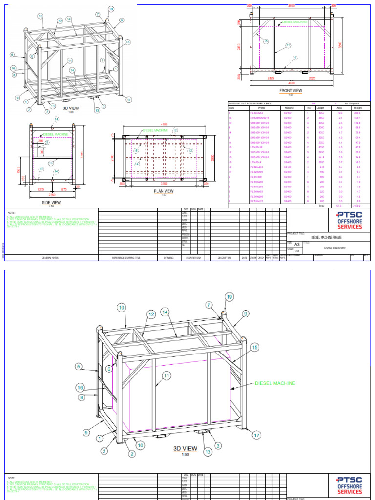1.diesel Machine Frame Drawing | PDF | Mechanical Engineering ...