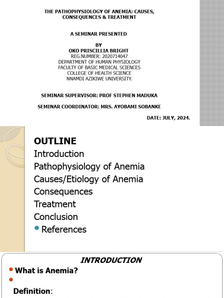 The Pathophysiology of Anemia: Causes, Consequences & Treatment | PDF ...
