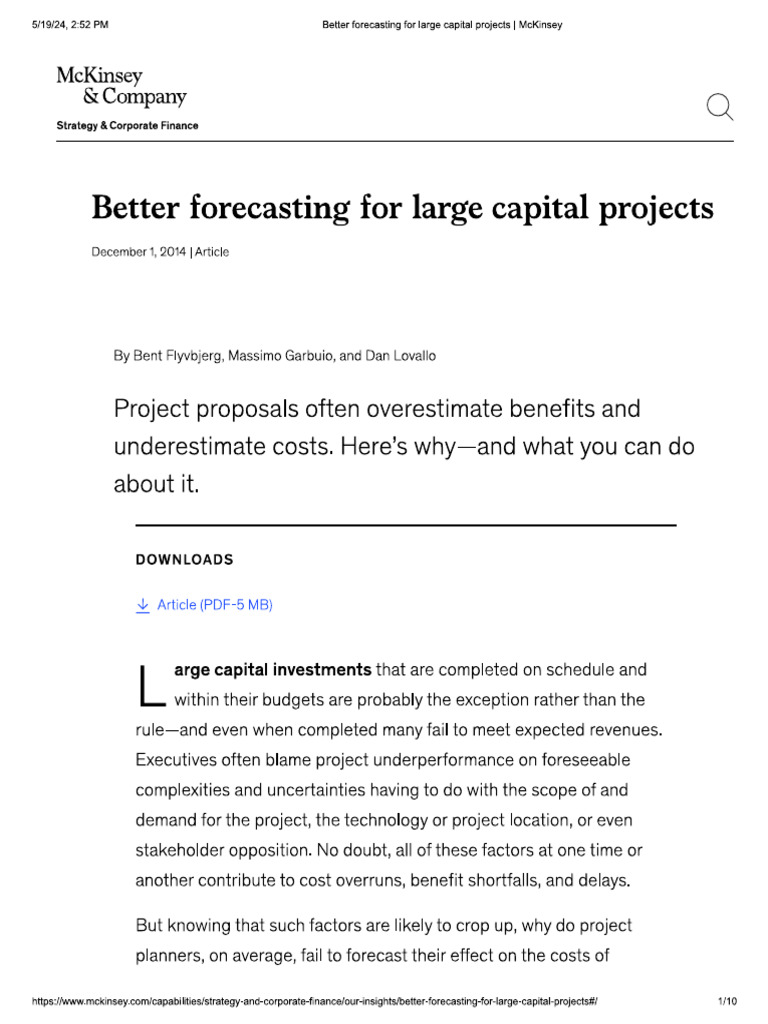 Better Forecasting For Large Capital Projects | PDF
