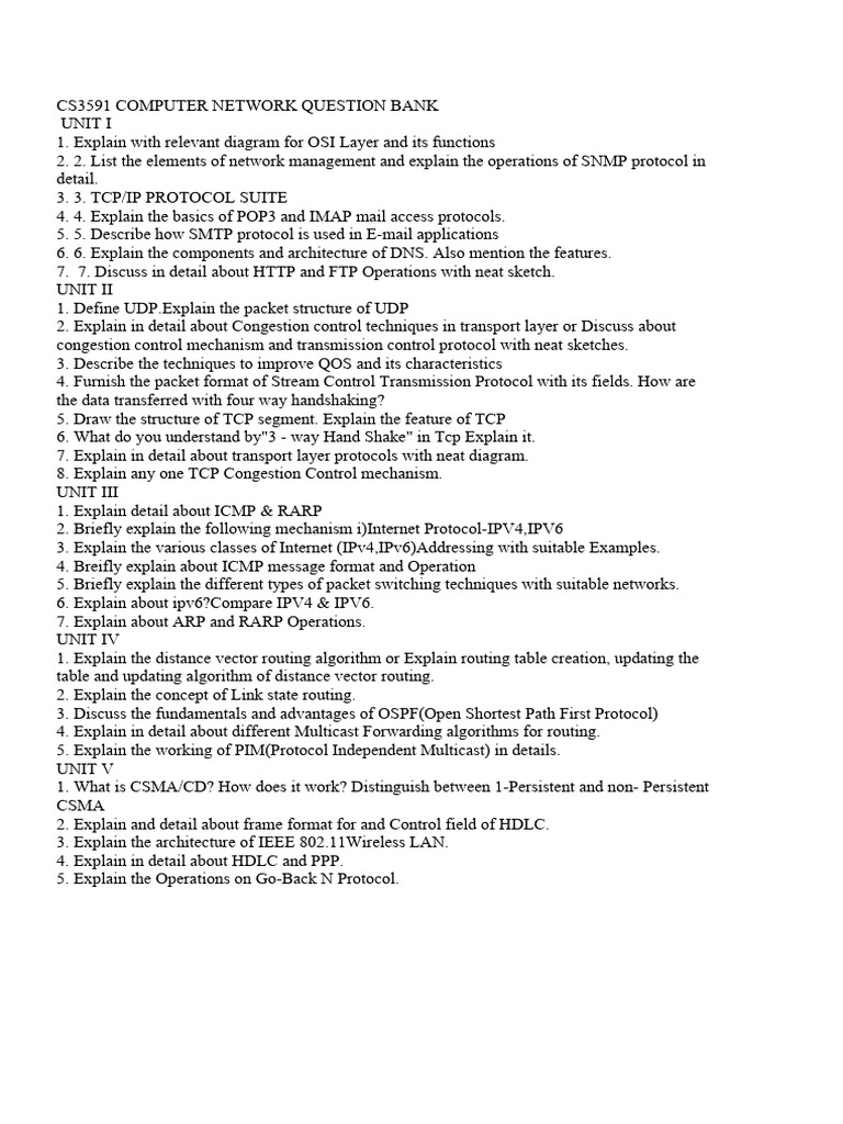 Computer Networks Exam Prep | PDF