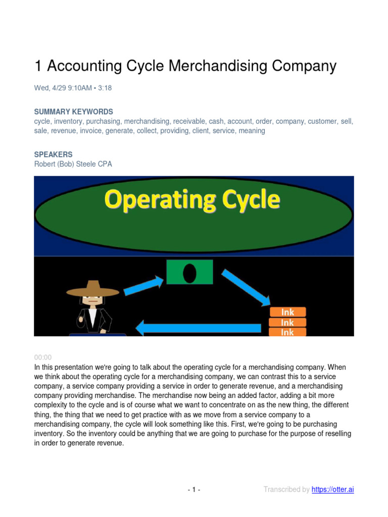 1+Accounting+Cycle+Merchandising+Company Otter | PDF | Inventory ...