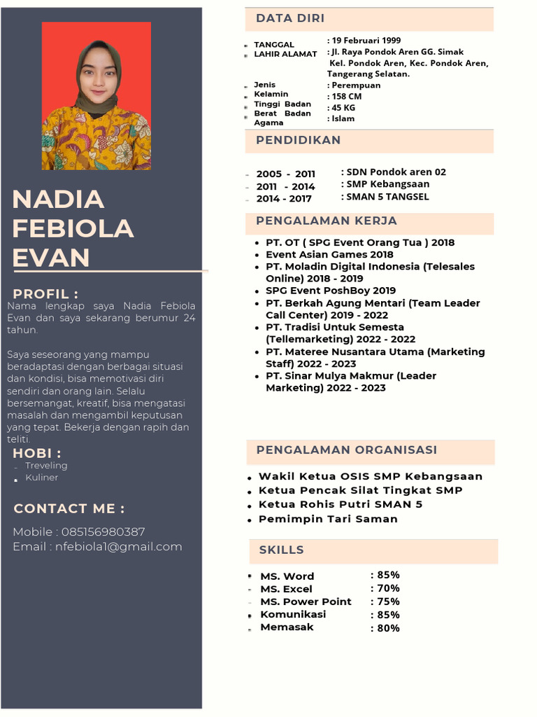 Profil Nadia Febiola Evan | PDF