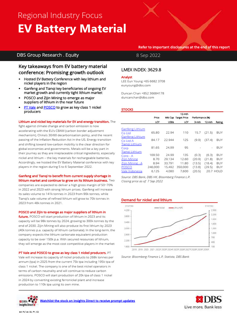 EV Battery Materials Conference Insights | PDF | Lithium | Valuation ...