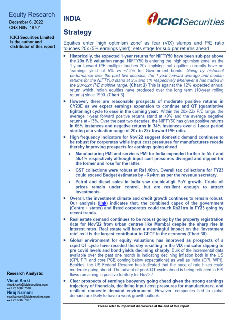 India Strategy | PDF | Price–Earnings Ratio | Economies