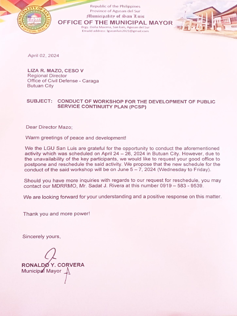 Postponement Letter | PDF