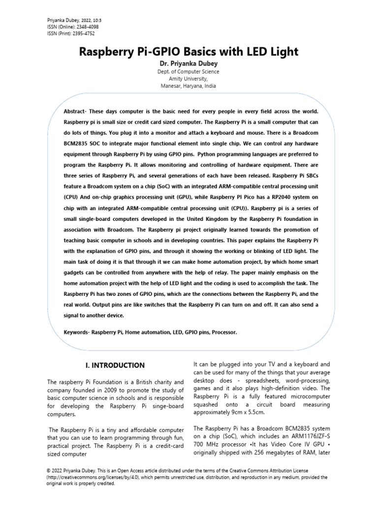 Raspberry Pi: GPIO & LED Basics | PDF | Raspberry Pi | Light Emitting Diode