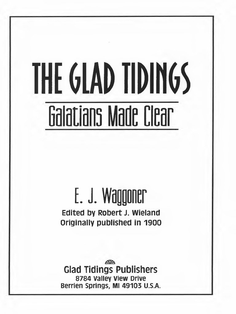 Glad Tidings - E J Waggoner | PDF | Paul The Apostle | Jesus