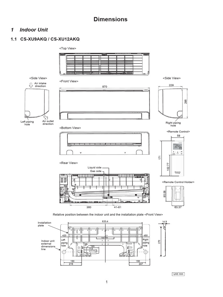 Dimensions CS-XU9 12 18 24AKQ | PDF | Valve | Pressure