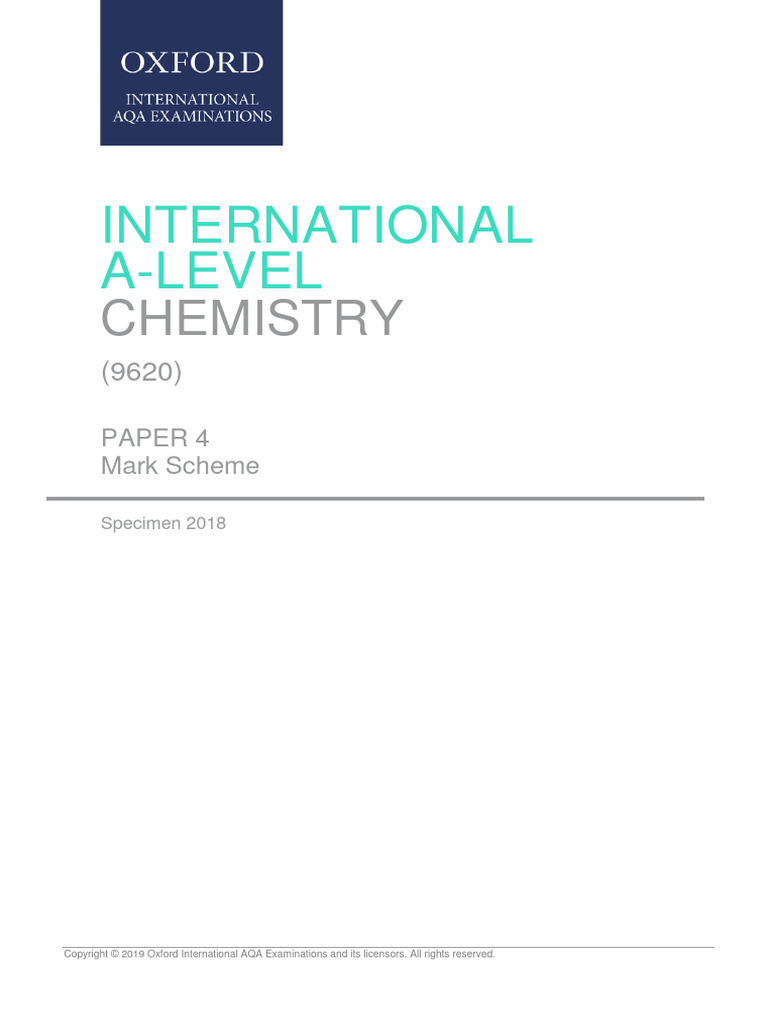 9620 ch04 International A Level Chemistry Mark Scheme 2016 v4.2 | PDF ...