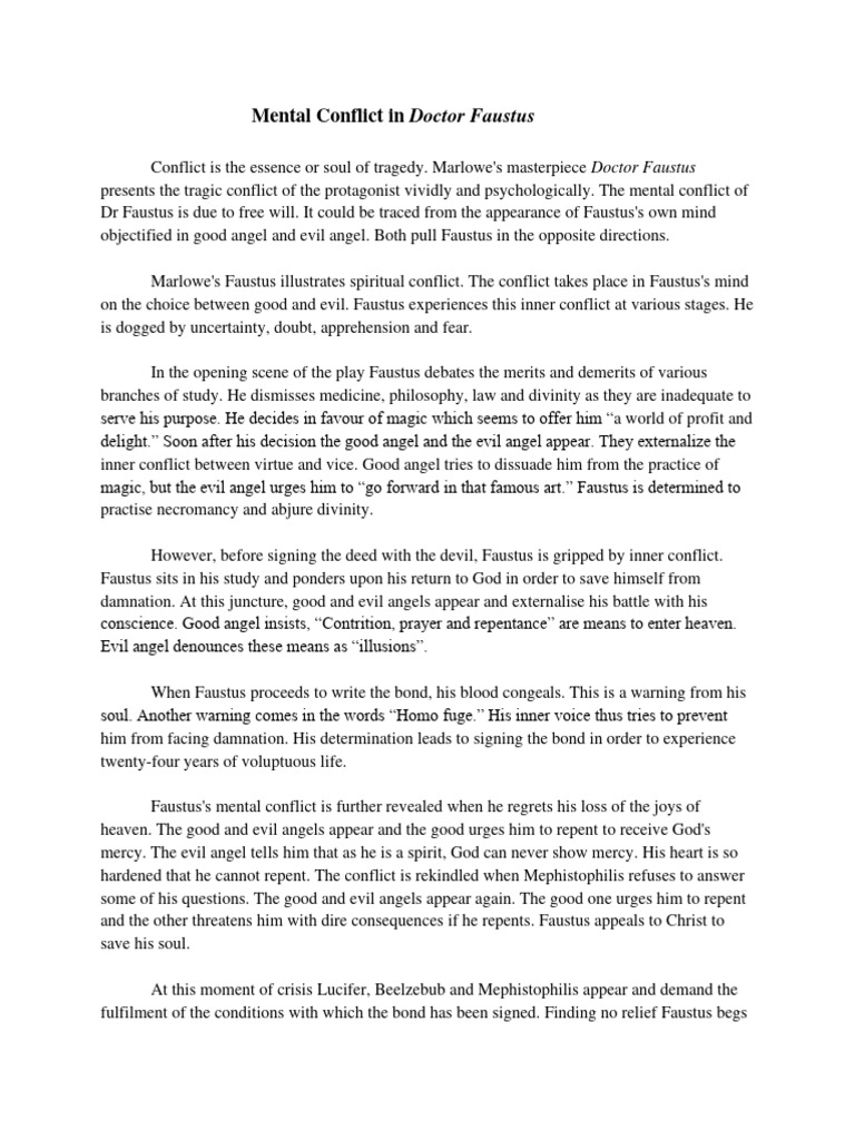 Mental Conflict in Doctor Faustus | PDF | Satan | Hell