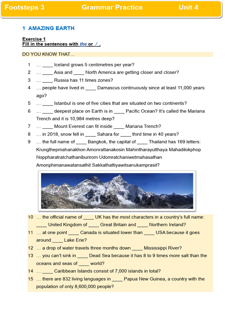 Footsteps 3 Grammar Practice Unit 4 | PDF | Desert | Natural Environment