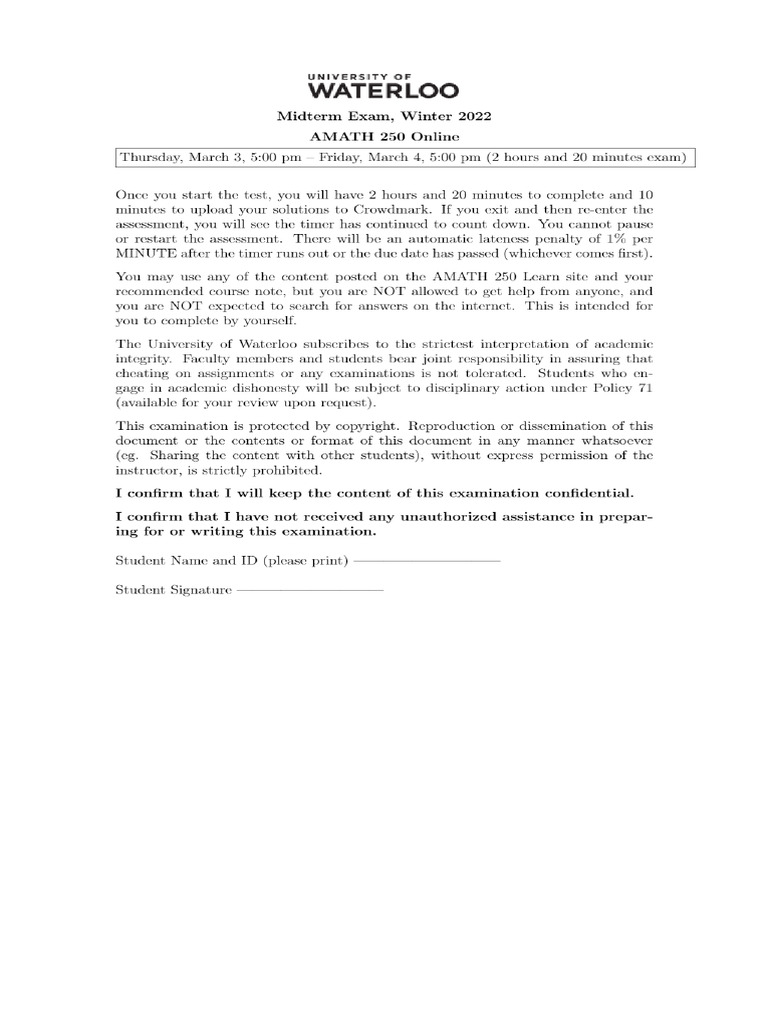 Sample Midterm Exam-1 | PDF