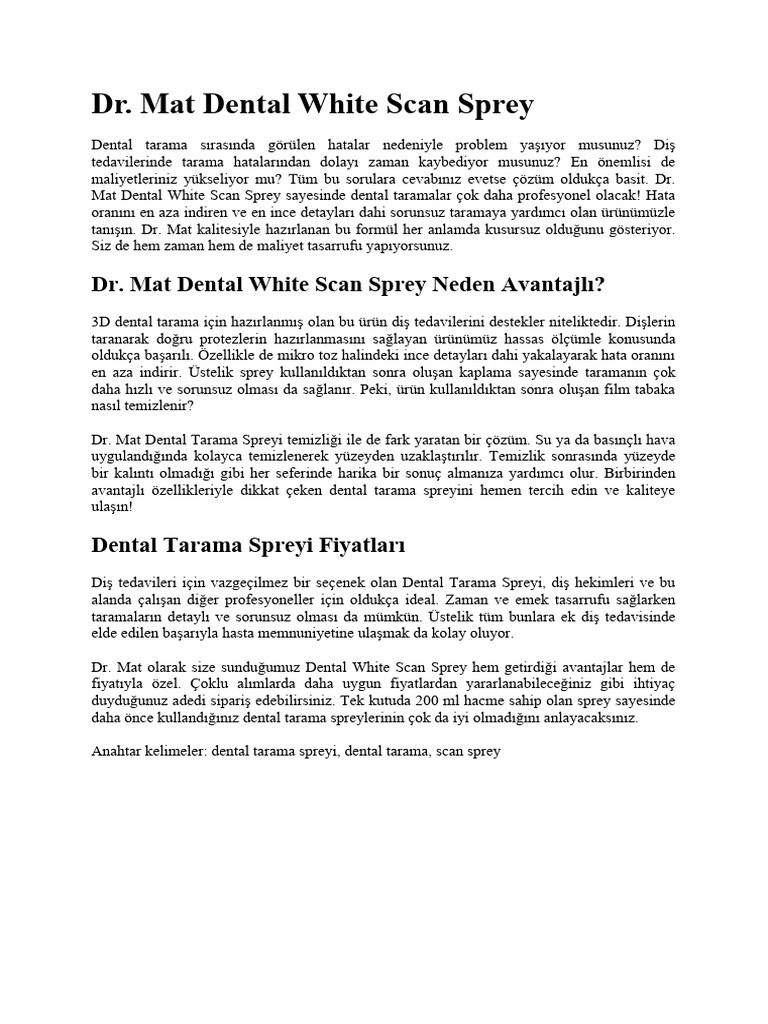 Dr. Mat Dental White Scan Sprey | PDF