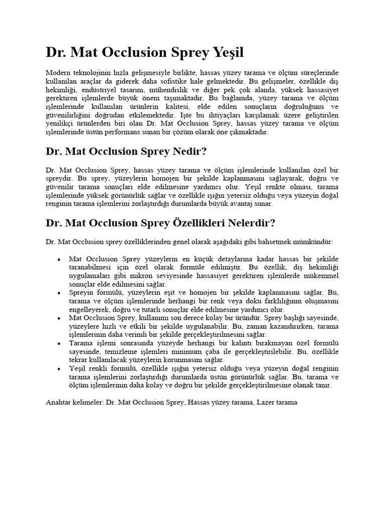 Dr. Mat Occlusion Sprey Yeşil | PDF