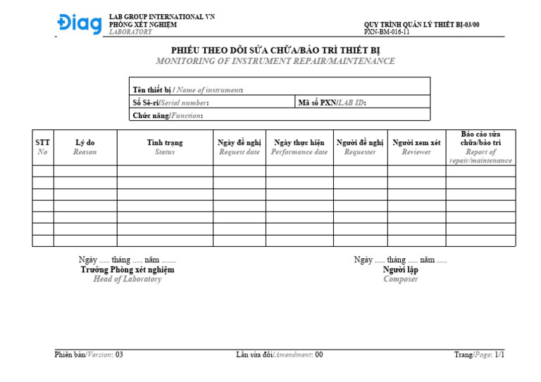 PXN-BM-016-11 Monitoring of Instrument Repair-Maintenance | PDF