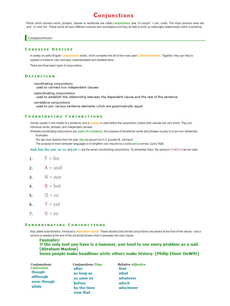 Conjunction | PDF | Language Mechanics | Grammar