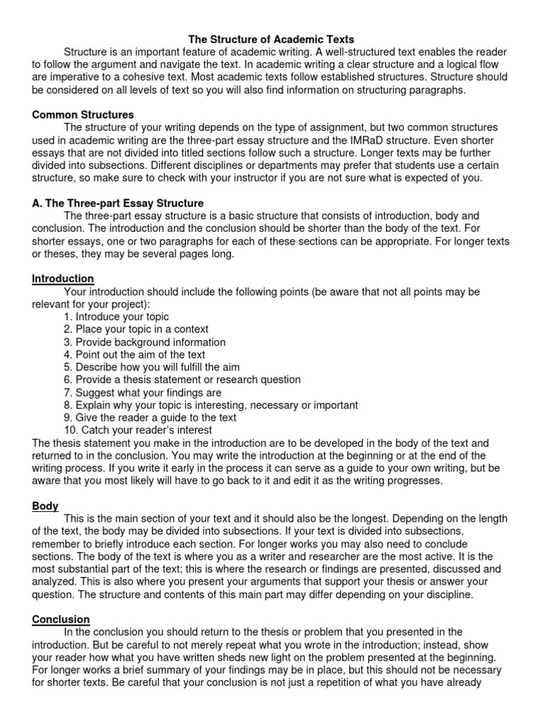 STRUCTURE-OF-ACADEMIC-TEXT | Download Free PDF | Essays | Paragraph