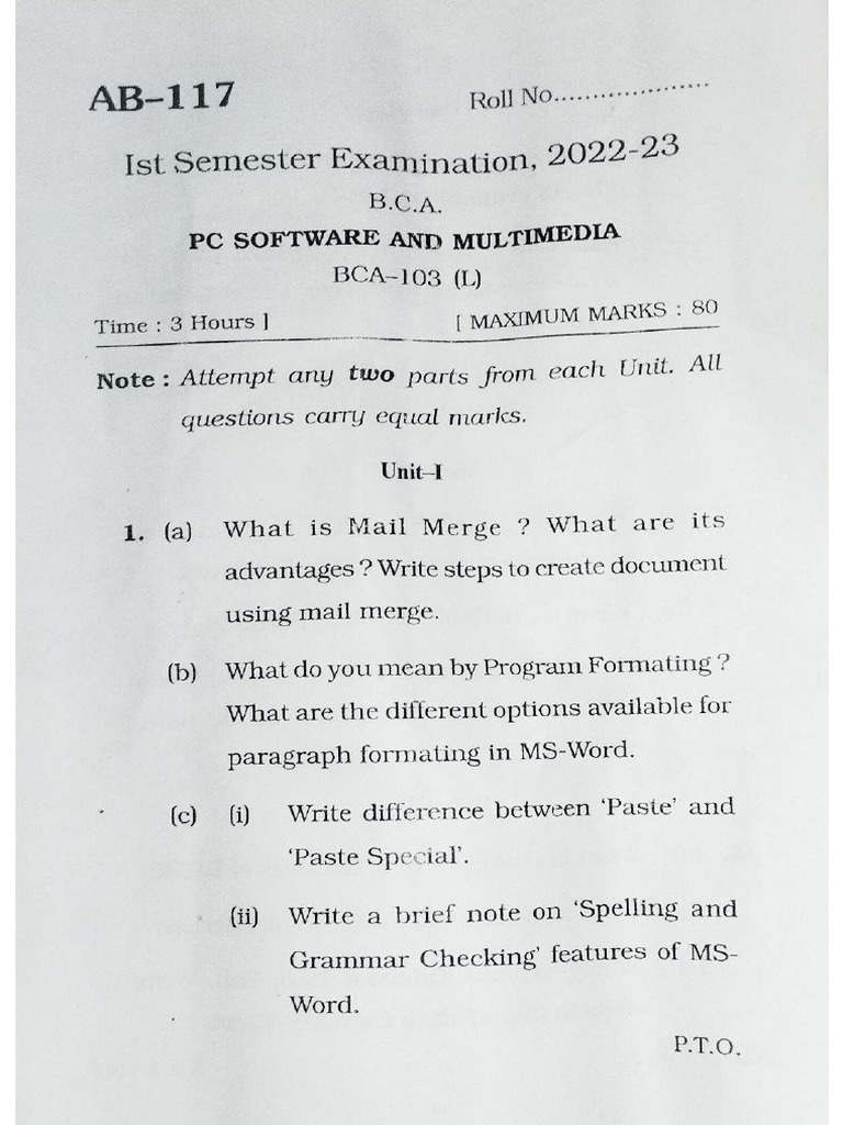 MasterProgramming - in - PC Software Question Paper | PDF