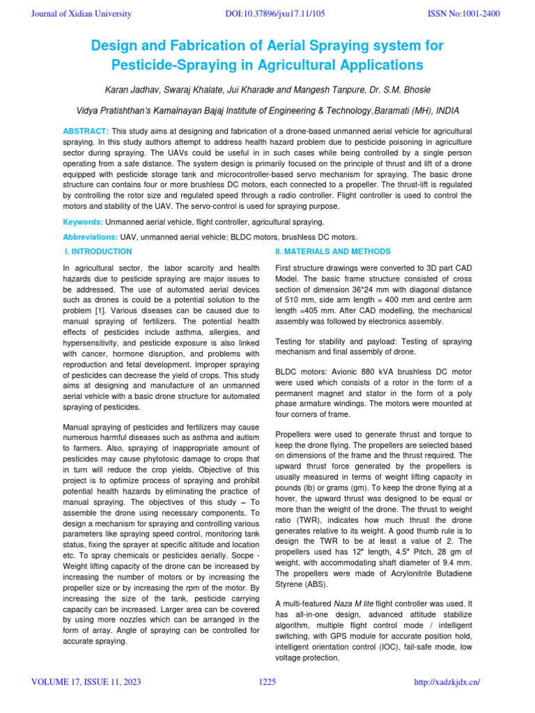 Design of Arial Spraying System | PDF | Unmanned Aerial Vehicle ...