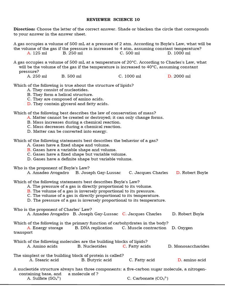 Reviewer Science 10 | PDF | Gases | Reaction Rate
