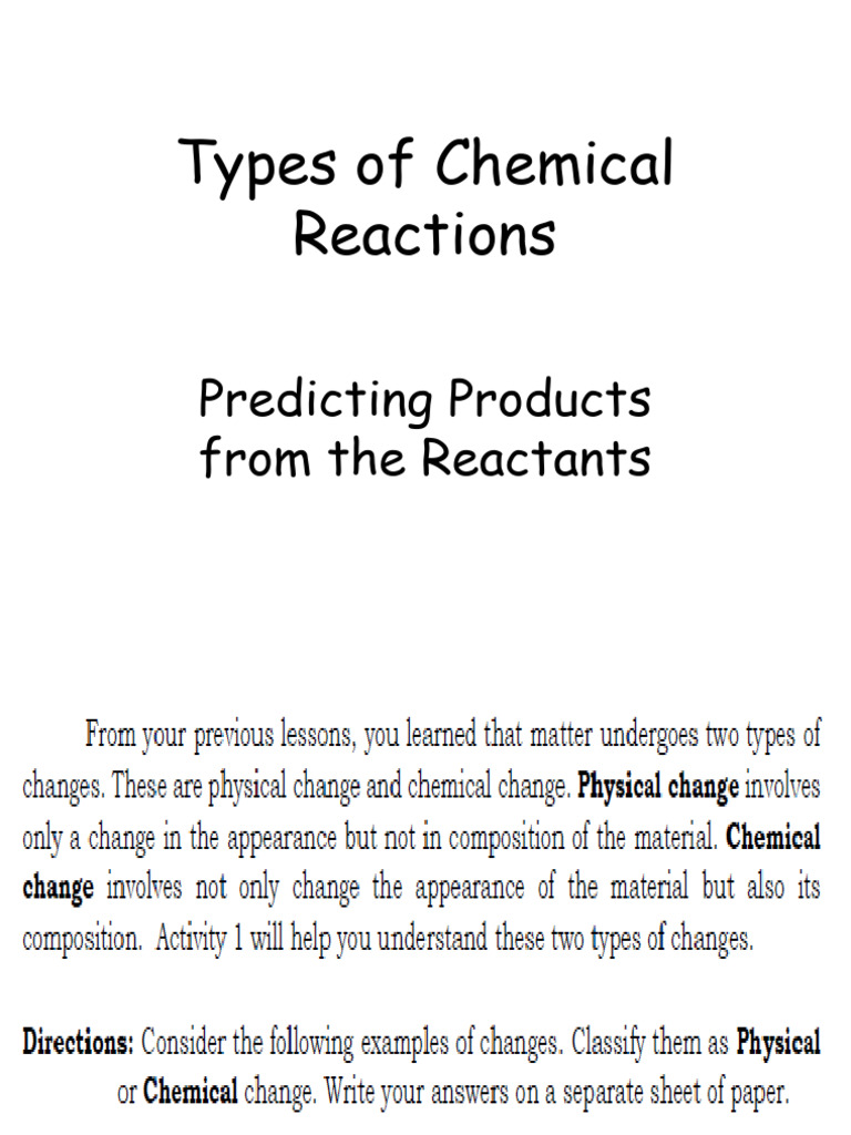 Pchem Types of Chem Reactions | Download Free PDF | Chemical Reactions ...
