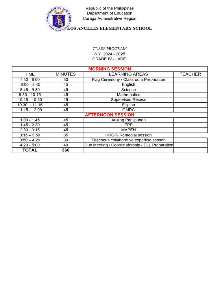 Matatag Class Program 2024 2025 | PDF Matatag Class Program 2024 2025 | PDF