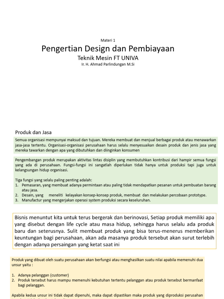 Materi 1 Pengertian Design Dan Pembiayaan | PDF | Bisnis