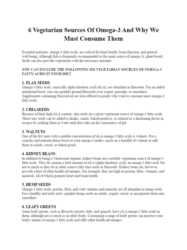 6 Vegetarian Sources of Omega | PDF