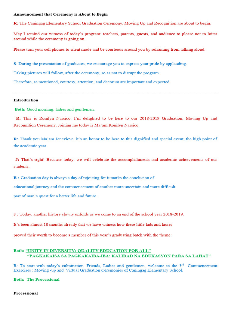 SLIGHTLY EDITED Grad Script 2020-2021 | PDF | Wellness