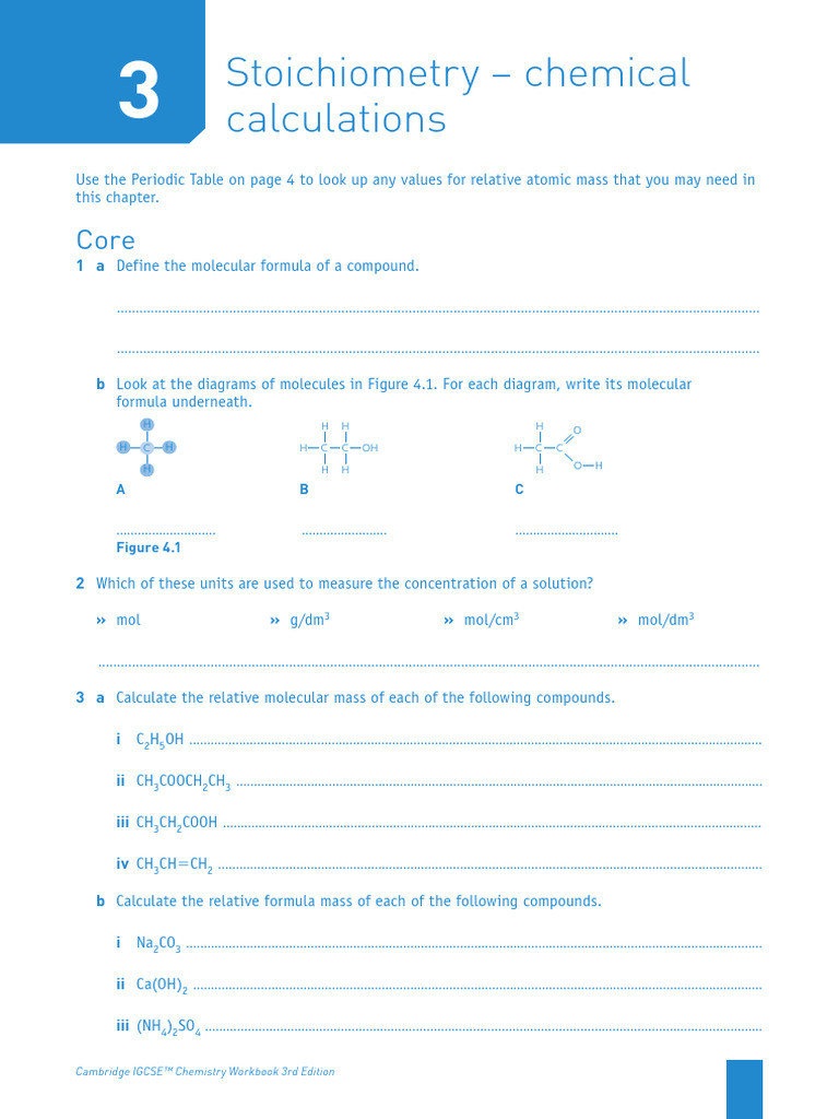C3 Workbook | PDF | Stoichiometry | Chemical Reactions