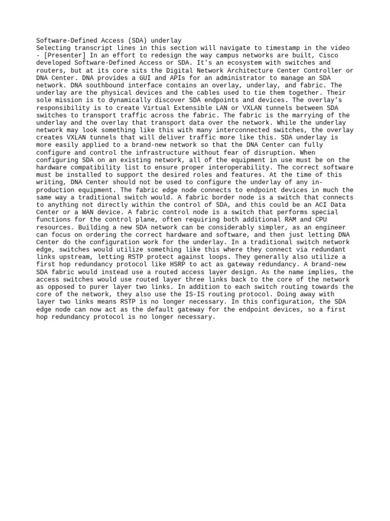 4 - Software-Defined Access (SDA) Underlay | PDF | Computer Network ...