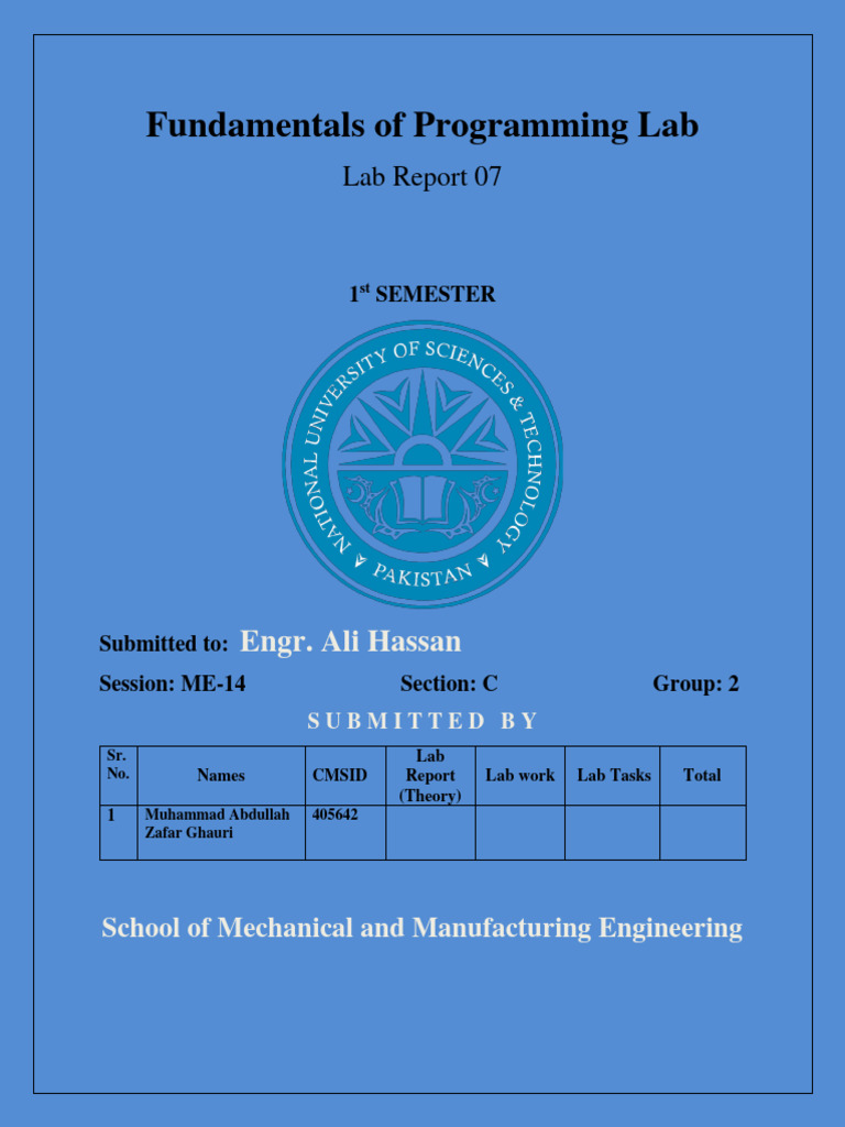 Lab Report 7 Muhammad Abdullah Zafar Ghauri Me 14 405642 Pdf Constructor Object Oriented