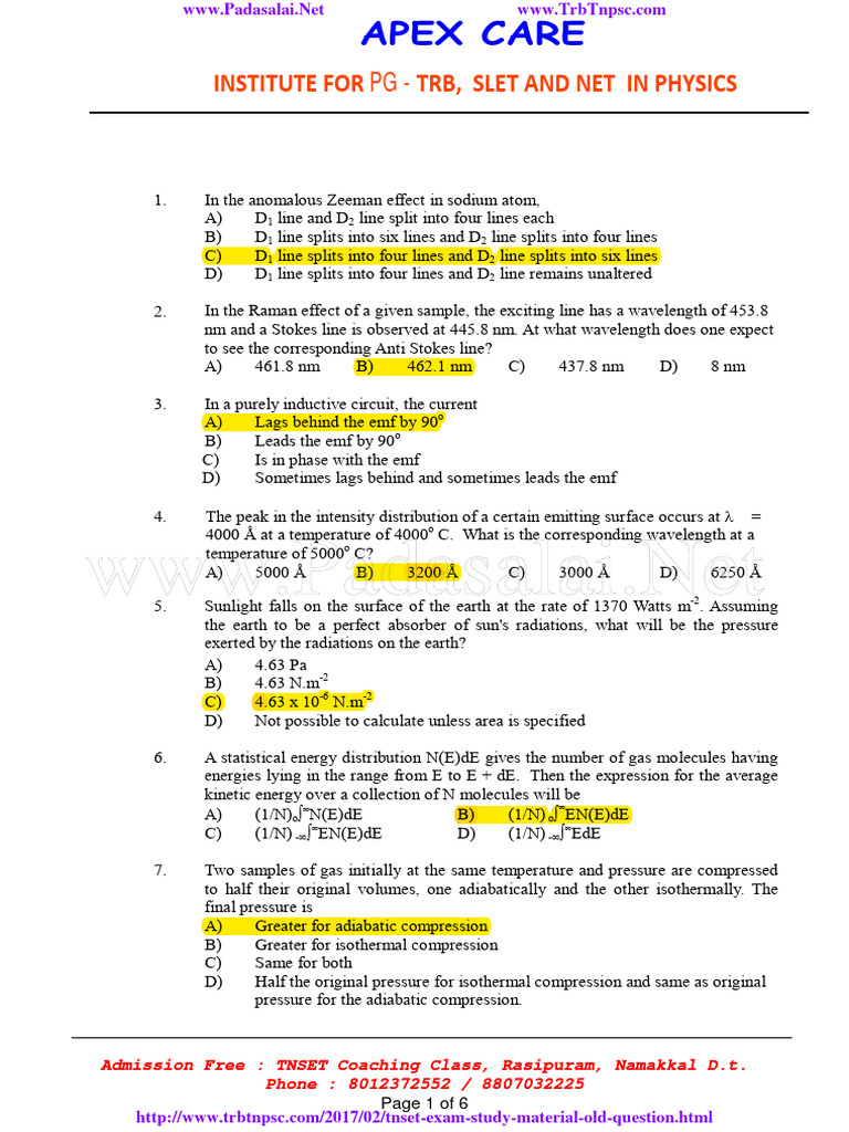 Tnset Physics Study Material 5 | PDF | P–N Junction | Bipolar Junction Transistor