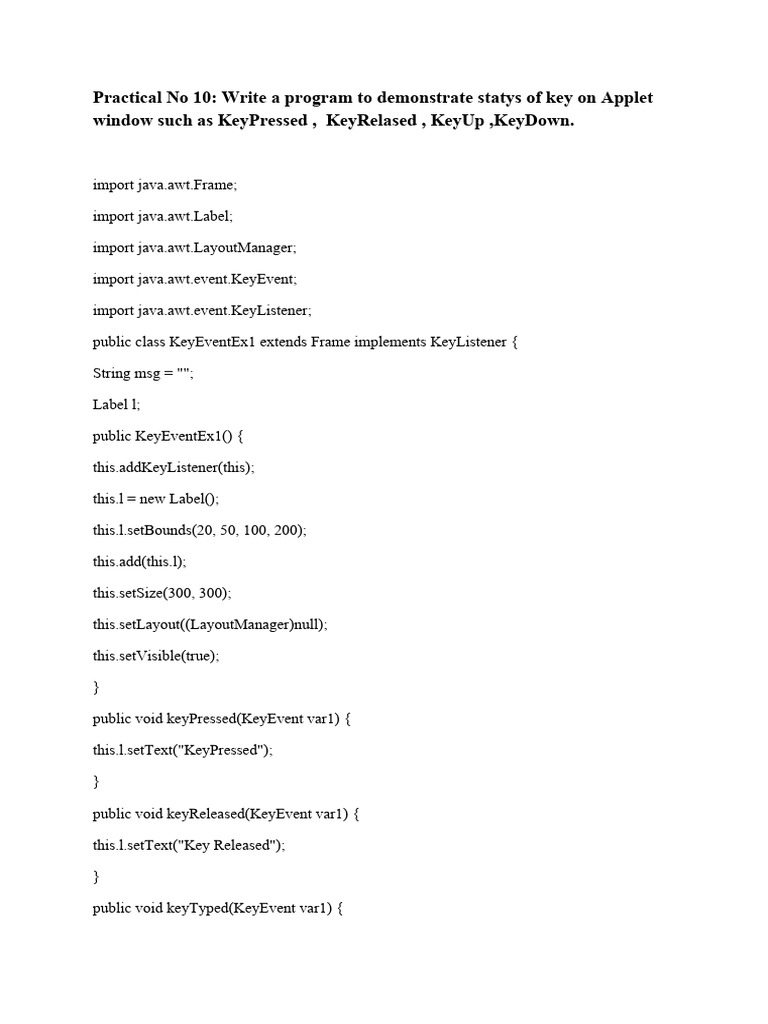 Java Applet Key Event Demonstration | PDF