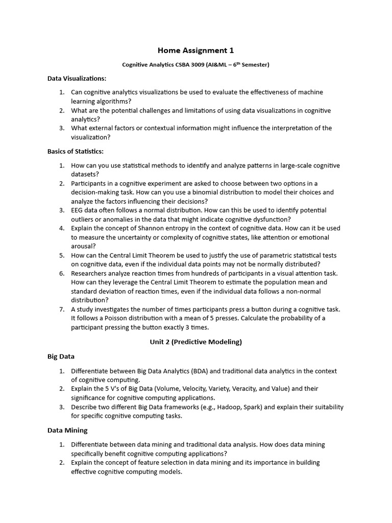 Home Assignment 1 - Cognitive Analytics CSBA 3009 | PDF | Regression Analysis | Cluster Analysis