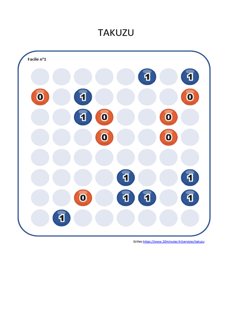 4 Grilles Du Takuzu | PDF