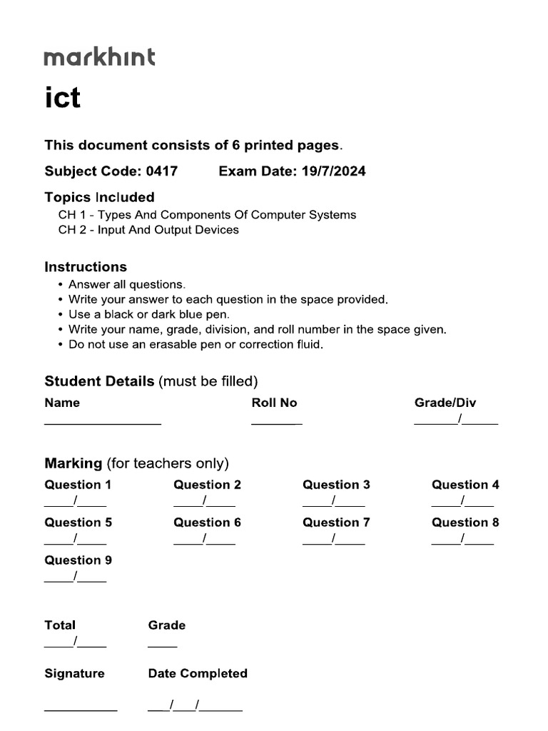 Ict QP | PDF