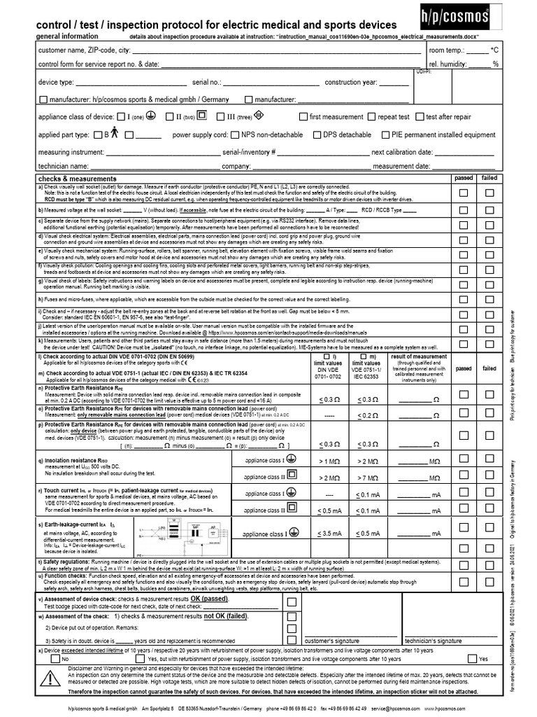 HP COSMOS Pre Site, Inspection Form | PDF | Electrical Components ...