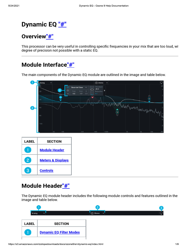 Dynamic EQ - Ozone 9 Help Documentation | PDF | Equalization (Audio) | Electronics