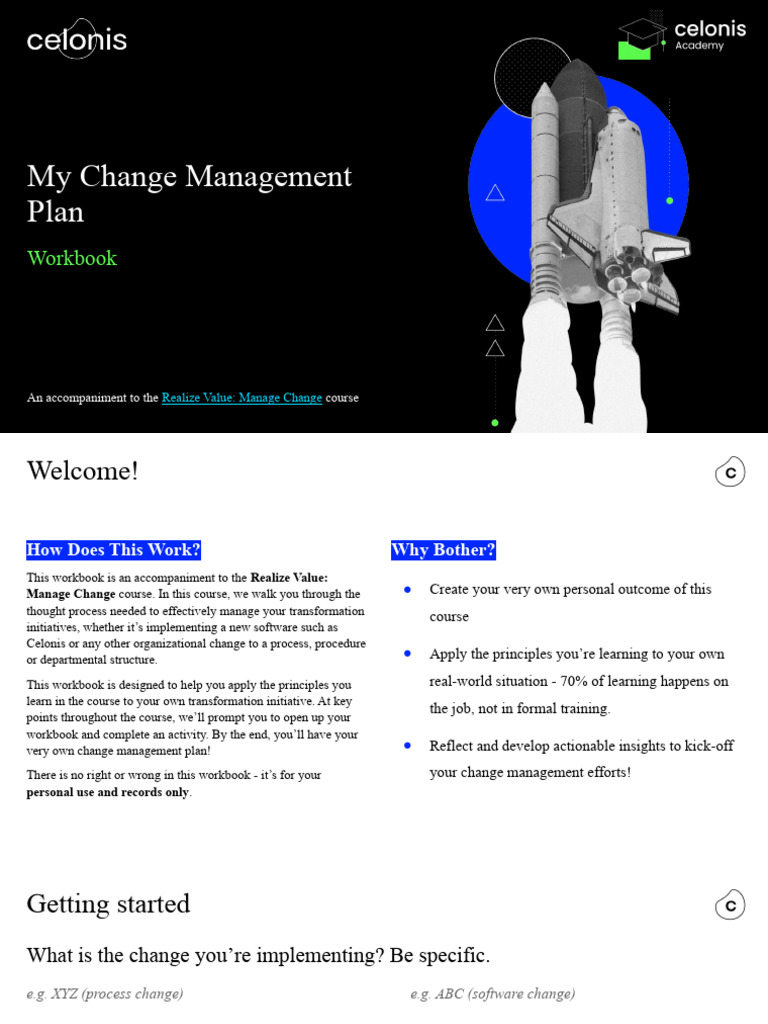My Change Management Plan - Workbook | PDF | Change Management | Business