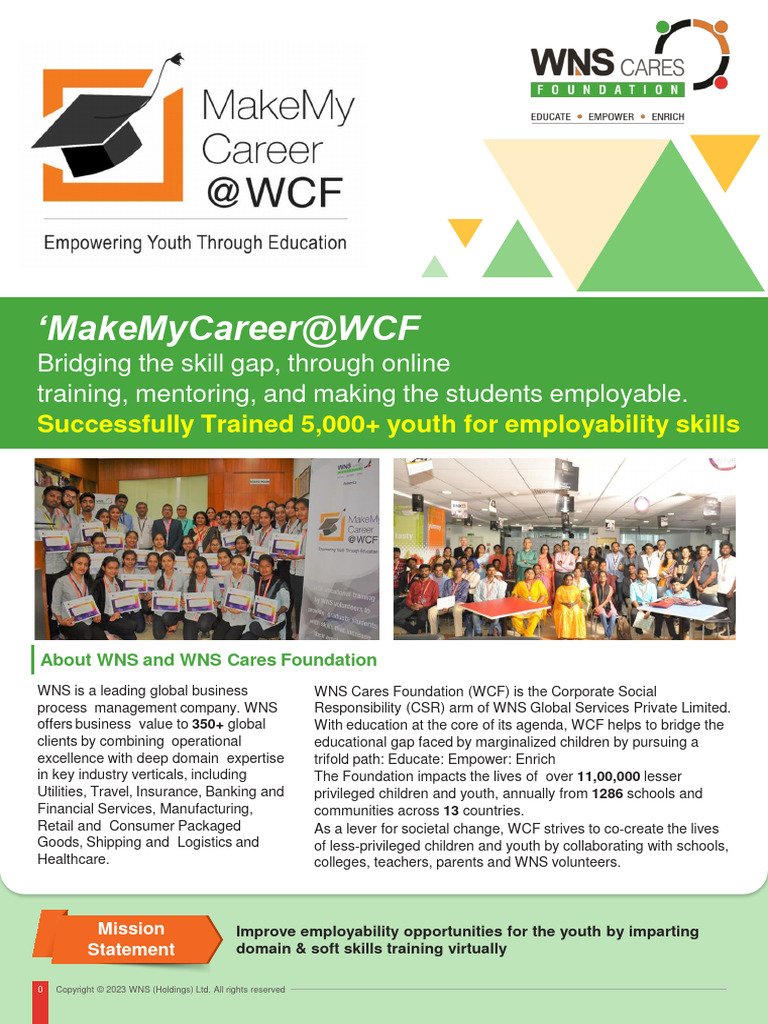 WCF MakeMyCareer Training Brochure | PDF | Learning | Economies