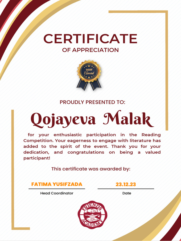 White Gold Elegant Certificate of Achievement-8 | PDF | Poetry